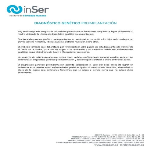 DIAGNOSTICO GENETICO PREIMPLANTACIONAL COMO ACTUACIÓN PREVENTIVA EN ...