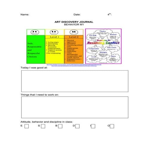 4th Art discovery journal behavior | DOCX