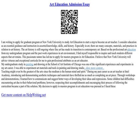 Art Education Admission Essay | PPT | Free Download