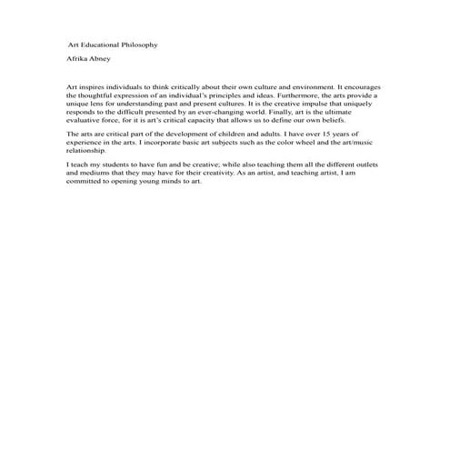 Art Educational Philosophy | RTF