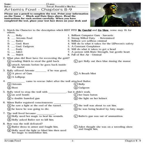 Artemis Fowl chapter 8-9 | PDF