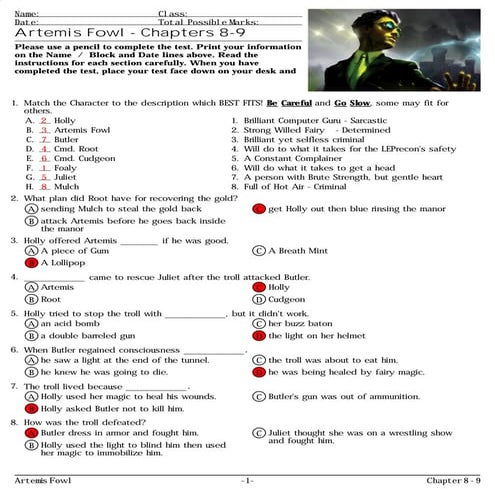 Artemis Fowl Chapter 8-9 key | PDF