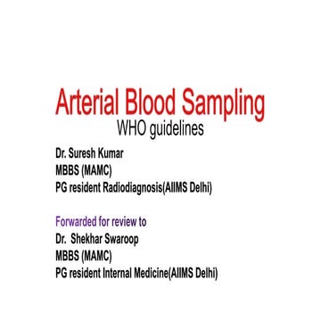 ABG procedure WHO guidelines and normal values of parameters. | PPTX ...