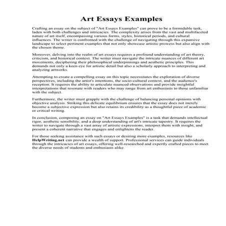 Art Essays Examples. The smARTteacher Resource: Writing an Essay About ...