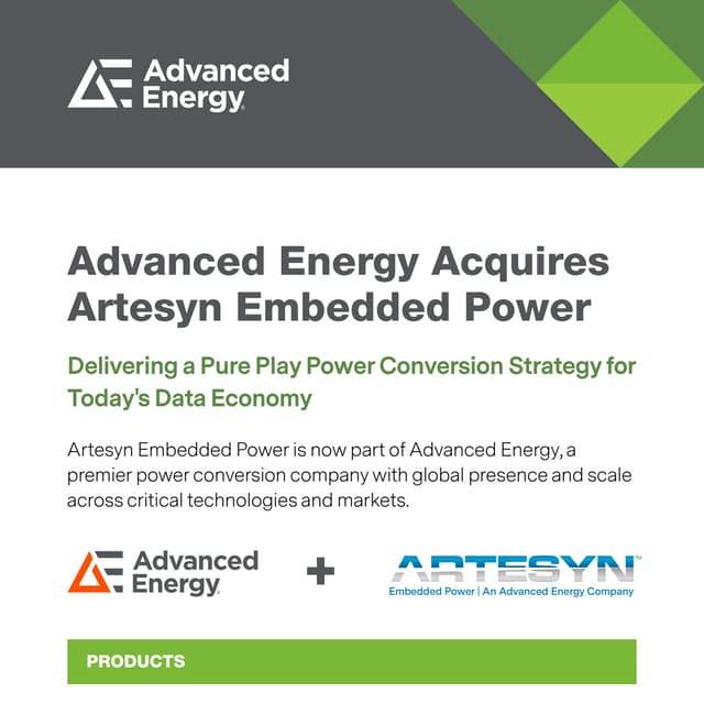 Artesyn Joins Advanced Energy | PDF
