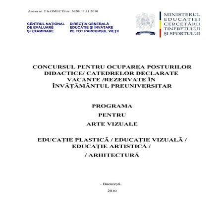 Arte vizuale programa_titularizare_2010_p | DOC
