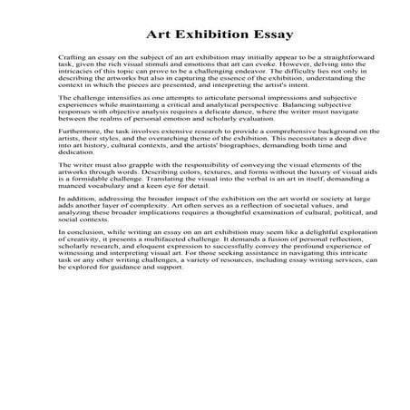 Art Exhibition Essay. Anderson University, SC | PDF | Design | Fine Art