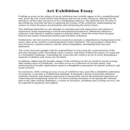 Art Exhibition Essay. Research Essay on Artists and the Audience Visual ...