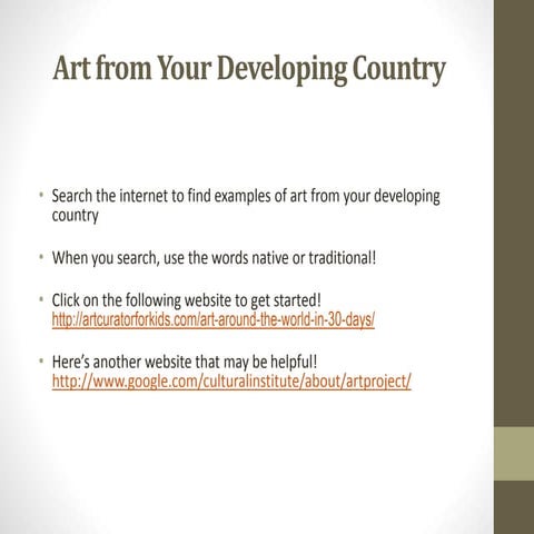 Art from developing countries | PPTX | Arts and Crafts | Hobbies ...