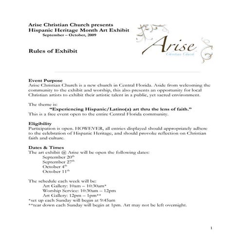 Arise Art Gallery Rules Of Exhibit | PDF | Christianity | Religion ...