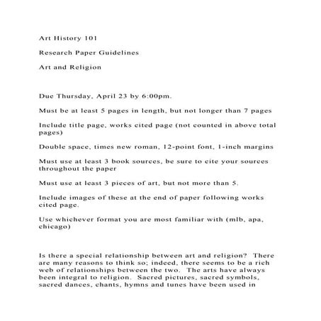 Art History 101Research Paper GuidelinesArt and Religion.docx ...