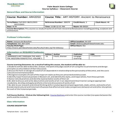 Art History 1 syllabus | DOCX | Design | Fine Art