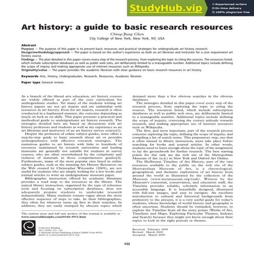 Art History A Guide To Basic Research Resources | PDF