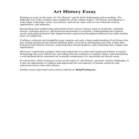 Art History Essay. what is art essay examples | PDF