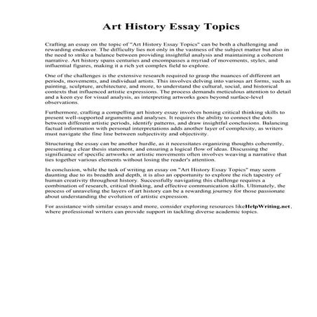 Art History Essay Topics.pdf | Painting | Arts and Crafts