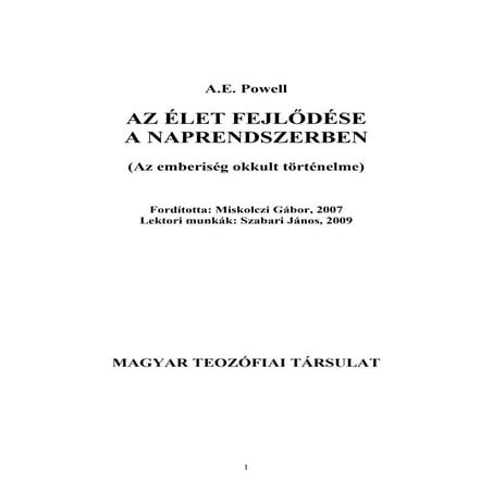 Arthur e. powell az élet fejlődése a naprendszerben | DOC