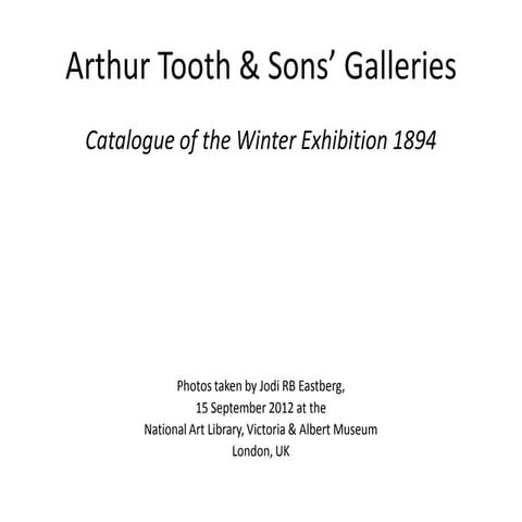 Arthur tooth & sons catalogues | PPTX | Museums & Galleries | Attractions