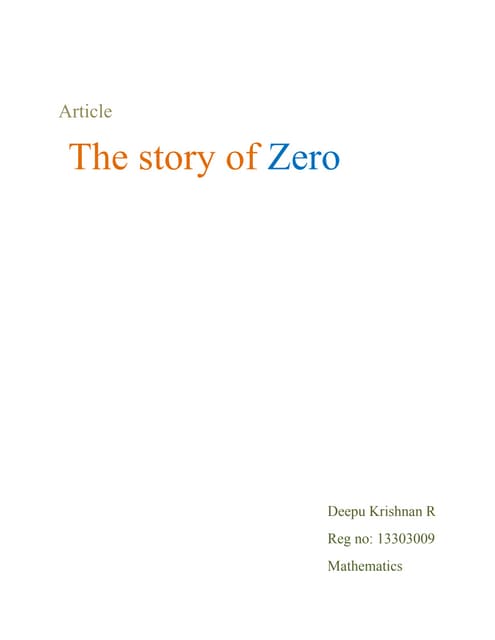 History of Zero - Mathematics | PPTX