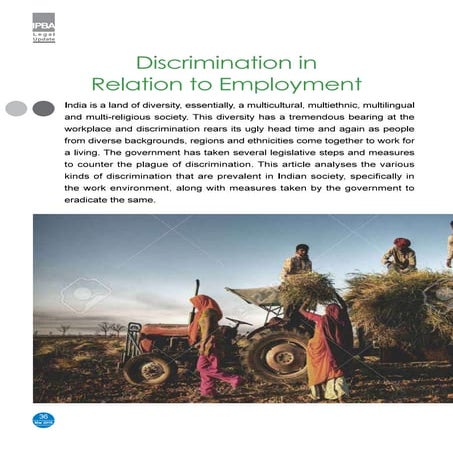 Discrimination in Relation to Employment | PDF