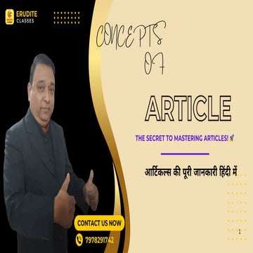 ARTICLE, English Grammar ,Bijaya Kumar sir | PDF