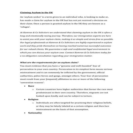 Refugee Claim or an H&C? | PDF