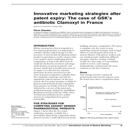 Article innovative marketing strategies after patent expiry the case of ...