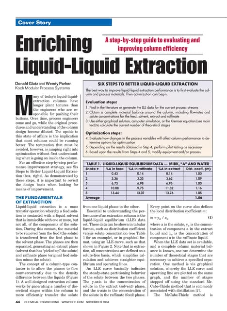 Chemical Design of Extraction Column | PDF