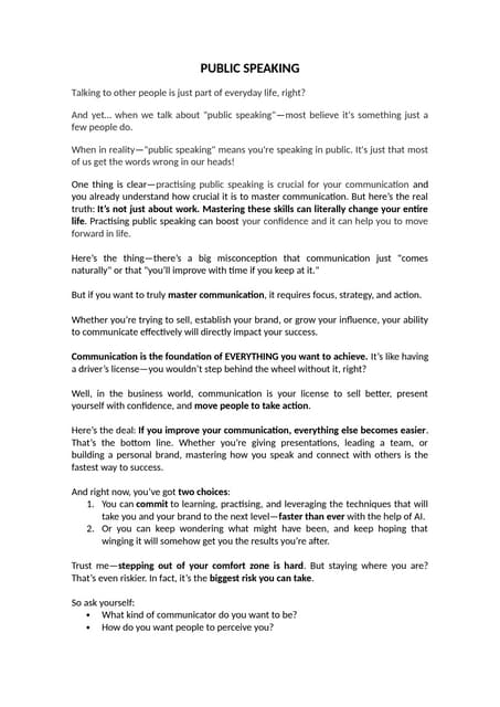 The Importance of Public Speaking | PPT