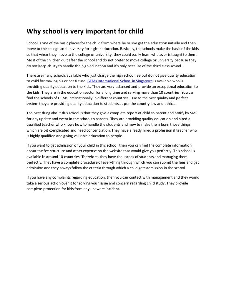 Article why school is very important for child