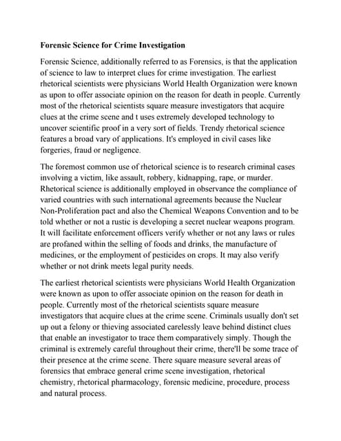 IMPORTANCE OF CRIME SCENE: COLLECTION & PRESERVATION OF EVIDENCE | PDF ...