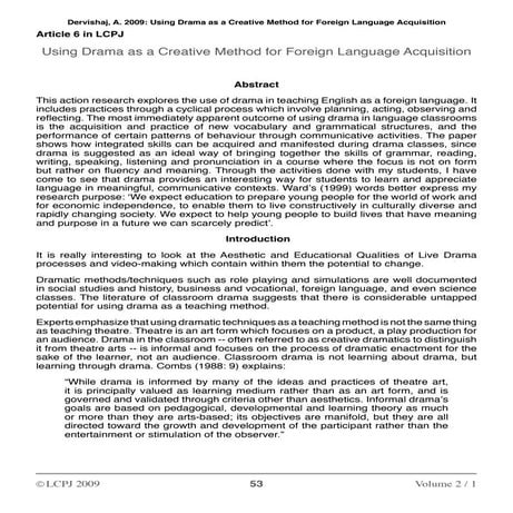 Using Drama as a Creative Method for Foreign Language Acquisition | PDF ...