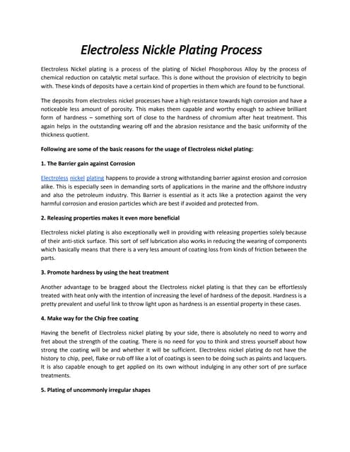 Electroless Nickel Plating of Heat Exchangers | PPS | Chemistry | Science