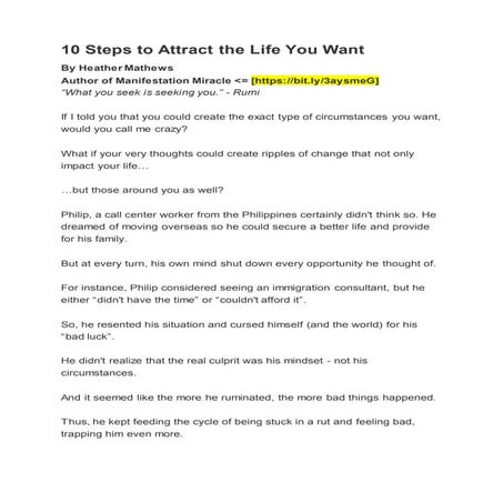 10 Steps to Attract the Life You Want | DOCX