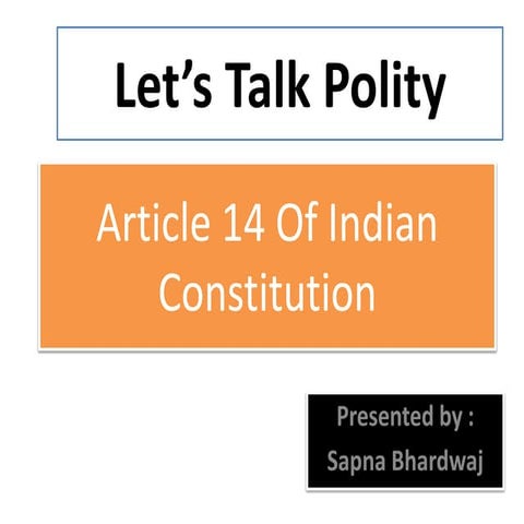 Article 14.pptx presentation of indian constitution | PPTX