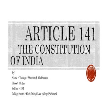 Article 141 | PPTX