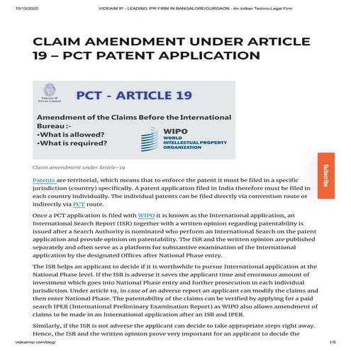 Article 19 PCT Vdeaim IP | PDF