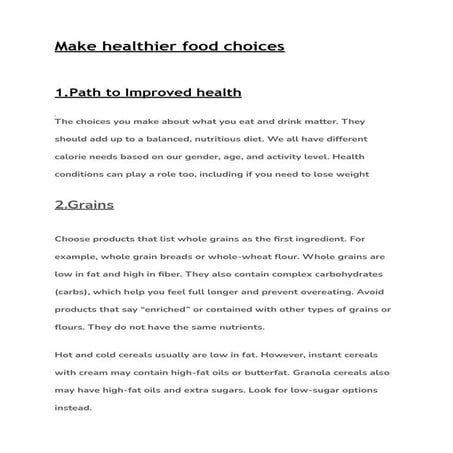 Make Healthier Food Choices | PDF
