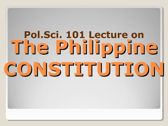 Introduction to Philippine Constitution 1987 | PPT