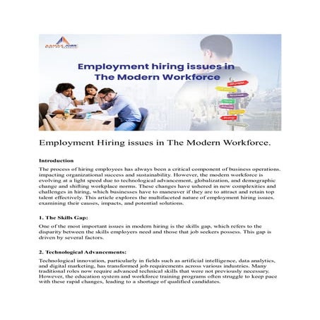 Employment Hiring issues in The Modern Workforce. | PDF