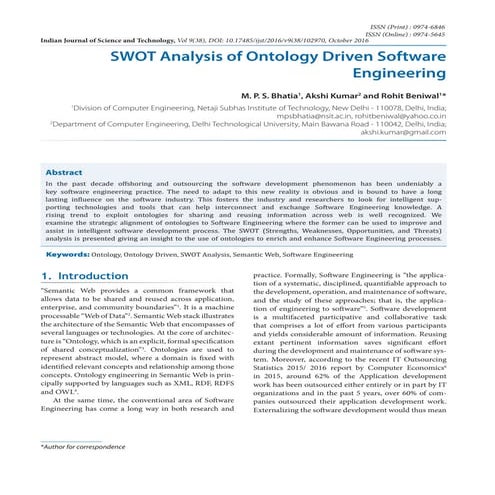 Article32 SWOT ANALYSIS OF ONTOLOGY DRIVEN SOFTWARE ENGINEERING | PDF