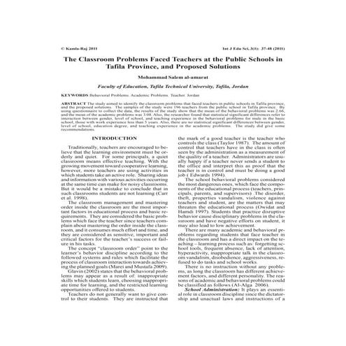 Classroom problem faced teacher in private school | PDF