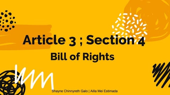 Summary Bill or RIGHTS Article 3 Section 1-22 | PDF