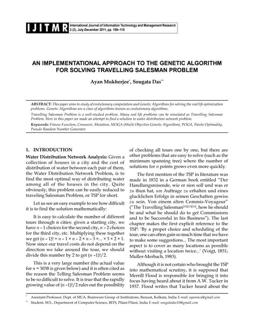 An Implementational Approach To Genetic Algorithms For Tsp Pdf