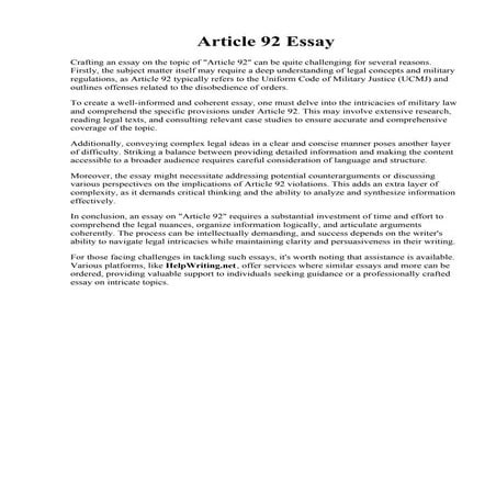 Article 92 Essay. 013 Analysis Essay Sample Example How To Begin ...