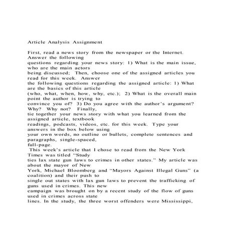 Article analysis assignment first, read a news story from | DOCX