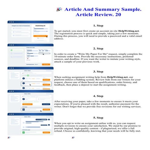 Article And Summary Sample. Article Review. 20 | PDF