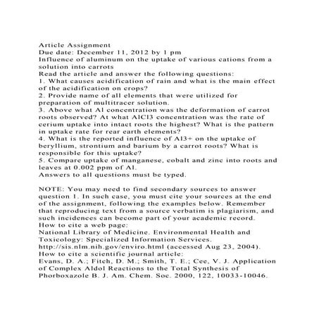 Article AssignmentDue date December 11, 2012 by 1 pm Influenc.docx