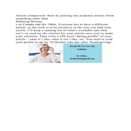 Article comparison Start by picking one academic article (from some | DOCX