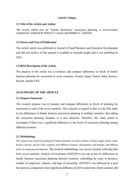 Article Critique | PPTX