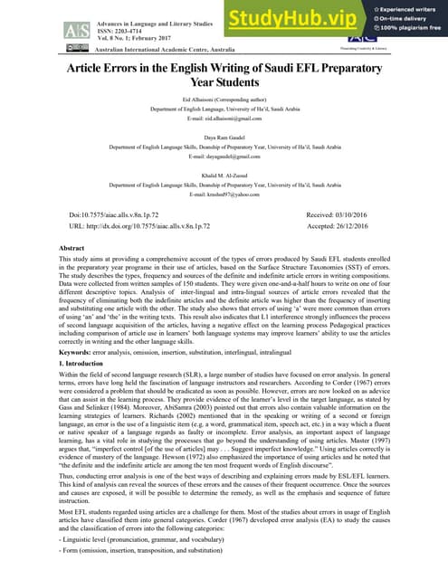 An Investigation Into The Grammatical Errors Of Students Writing | PDF